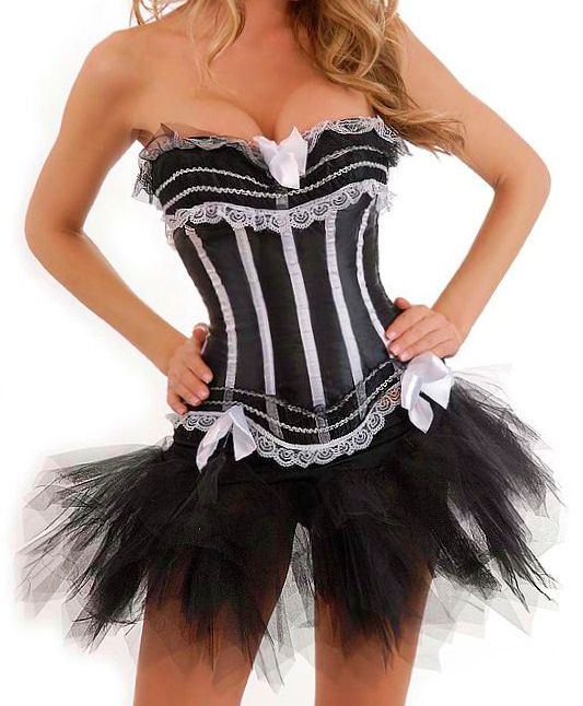Sexy Corset Lingerie Women Black Burlesque Basque Bustier Top Plus Size
