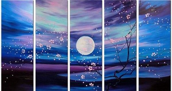 2018 Beautiful Night View Art Oil Group Painting Completely Handmade ...
