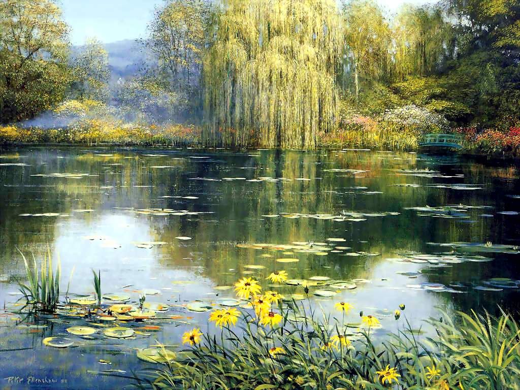 Art, Landscape paintings, Lake art