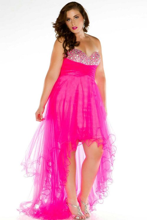 2013 Pink Sweetheart Plus Size High Low Prom Dress Sequin Beaded ...