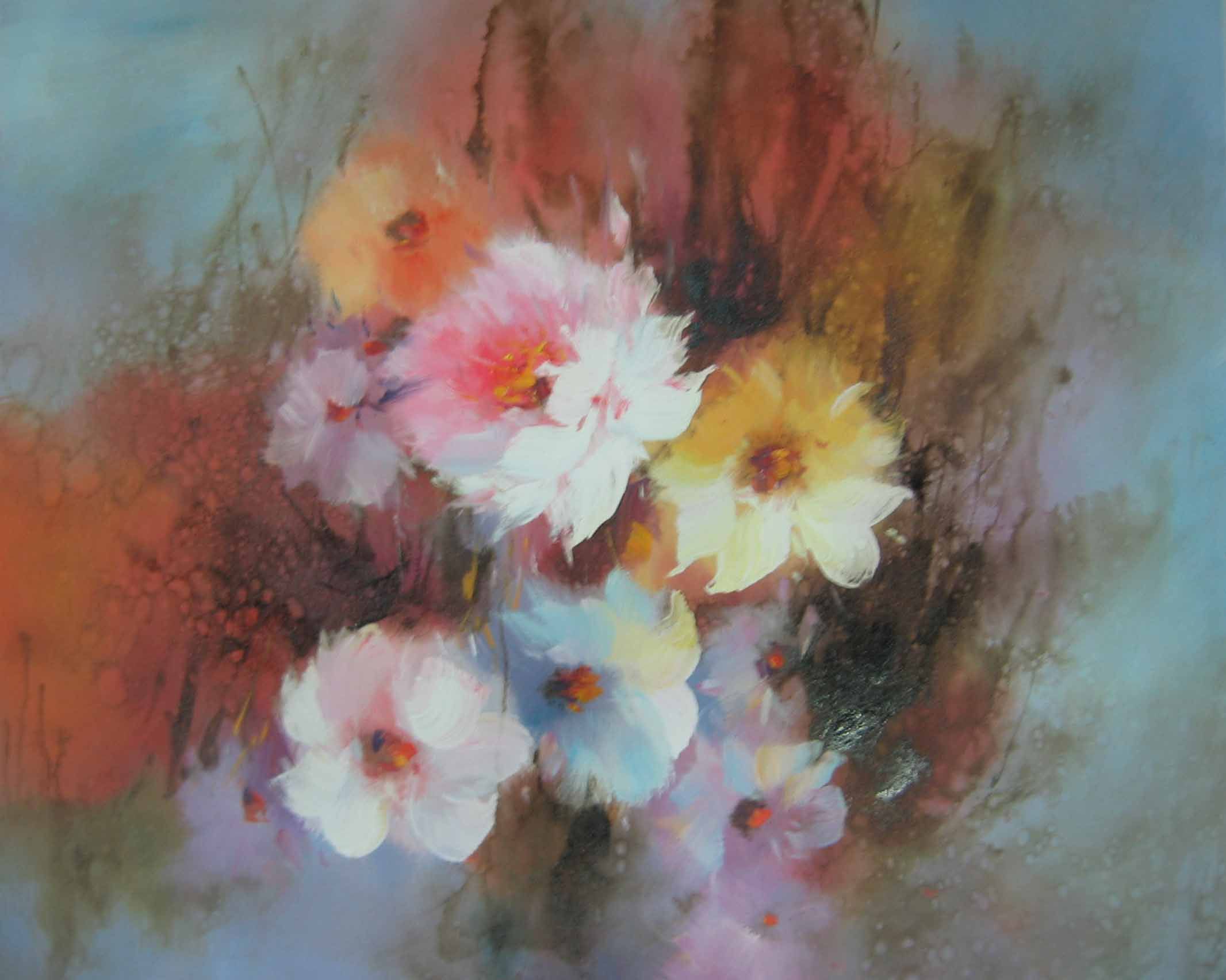 Modern Impression Pink Flowers Oil Painting High Quality Hot Sales ...