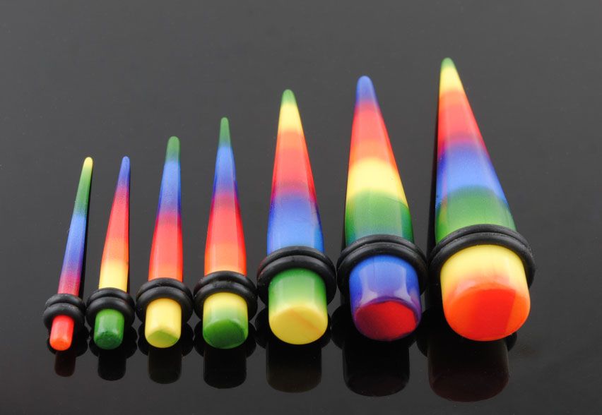 Vibrant Rainbow Ear Expanders Stretcher Taper Body Jewelry 3mm-12mm One ...