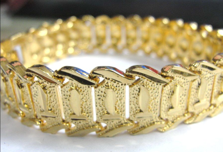 Brand New 40g MEN 24K YELLOW GOLD GEP SOLID FILL GP BRACELET Fashion ...