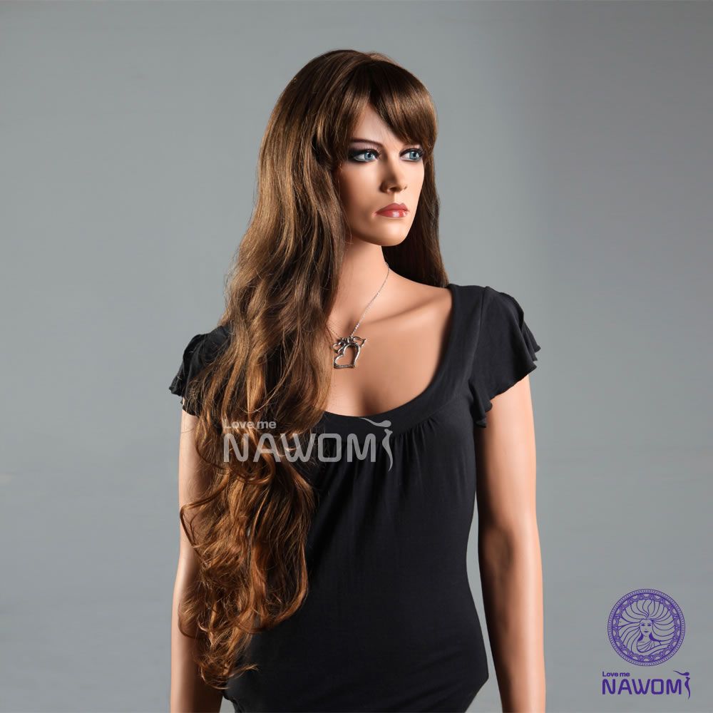 Super Long Brown Hair Wigs For Women Hair Weaves Wigs With Bangs ...