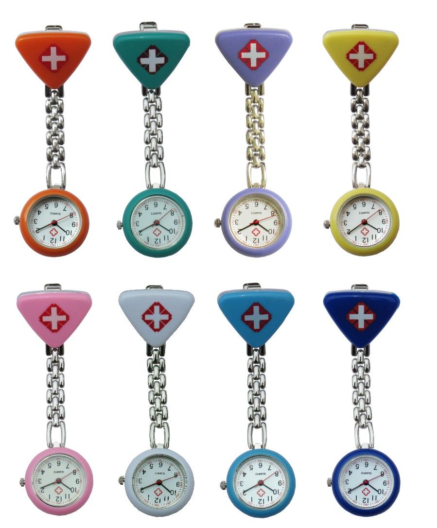 Stylish Stainless Steel Nurse Pocket Watch With Colorful Triangle ...