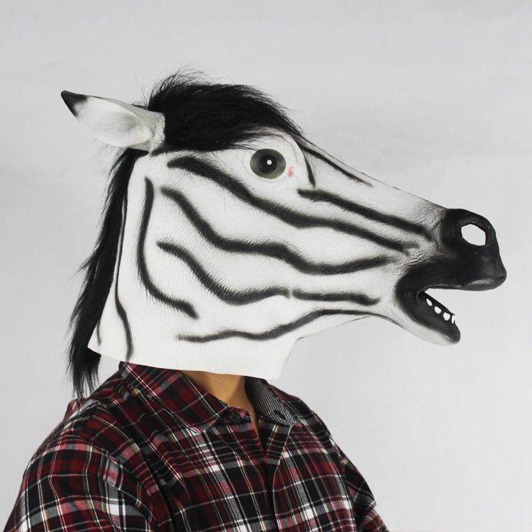 Zebra Head Latex Mask Halloween Realistic Horse Rubber