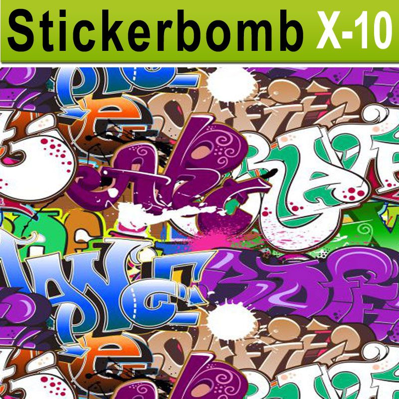 2017 Stickerbomb Art Text 4 Carbon Graffiti Bombing Vinyl Wrap Film For ...