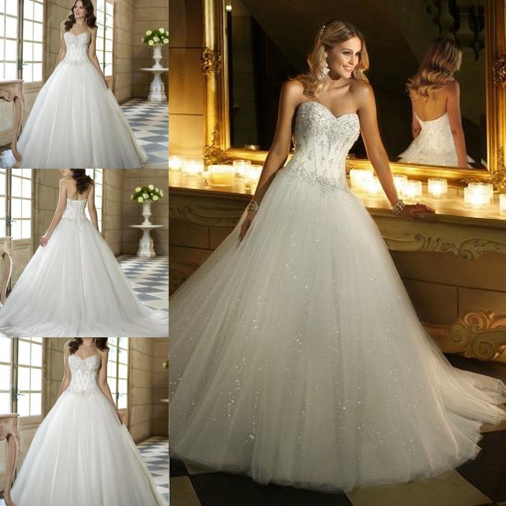 2014 Dhgate Hot Sexy Strapless Sweetheart Appliqued Beaded & Sequin ...