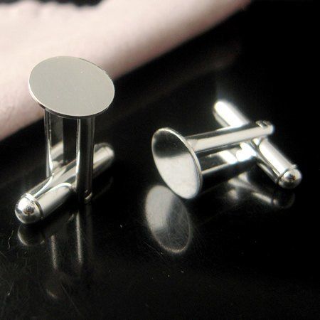 Silver Plated Cufflink Adapters Findings With Flat Pad 10mm Ideal For ...