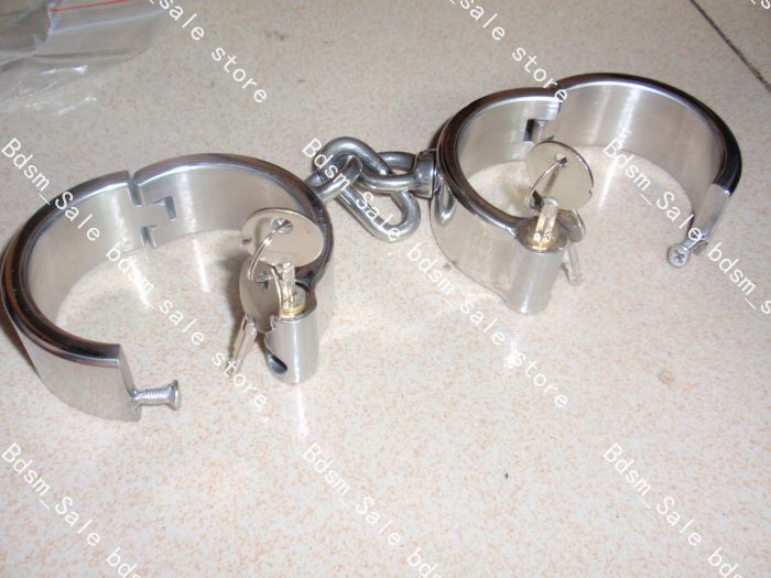 Male Size Stainless Steel Heavy Duty Wrist Manacles Dungeon Irons With ...