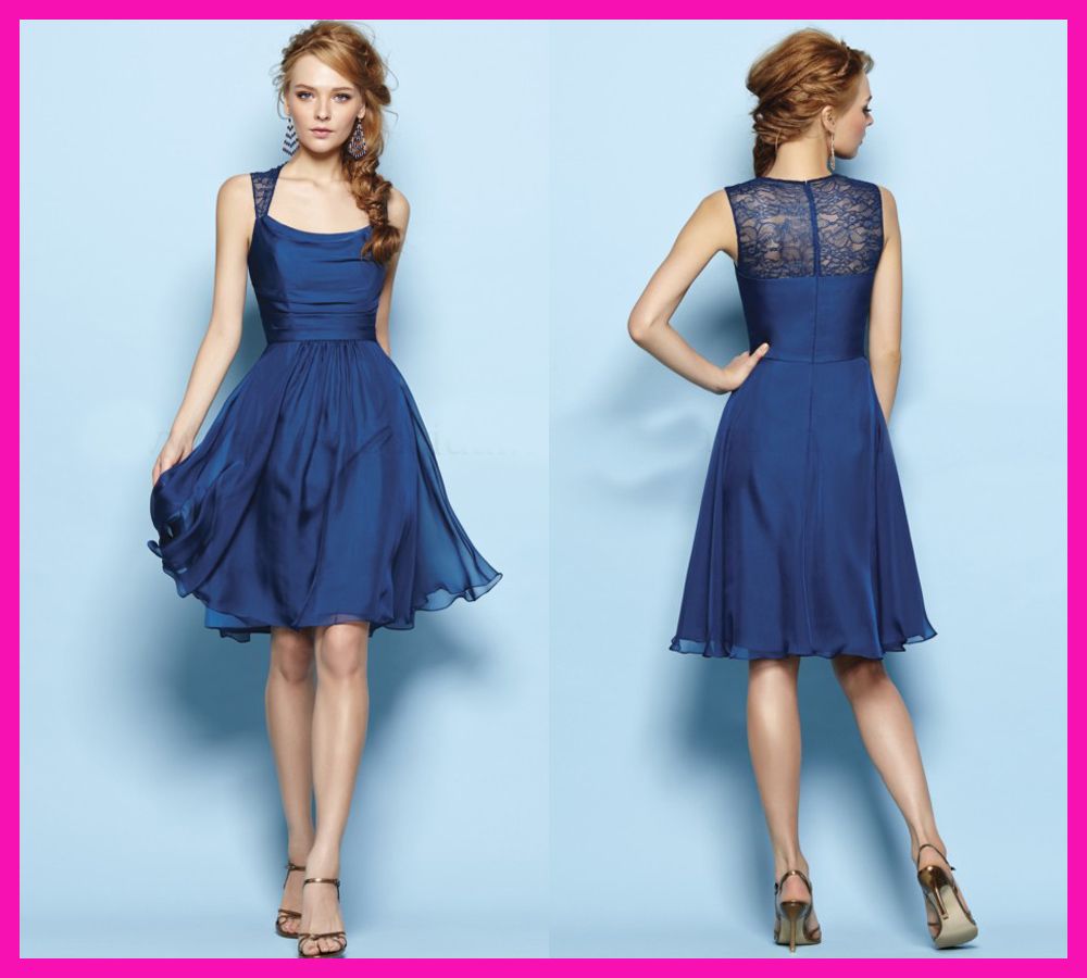 Cheap Navy Blue Cap Sleeve Lace Short Gilrs Graduation Party Dresses