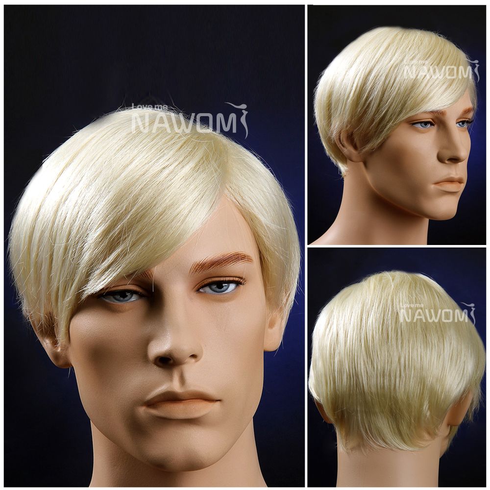 Discount Mens Wigs Short Straight Hot Selling Fashion Handsome Gold ...