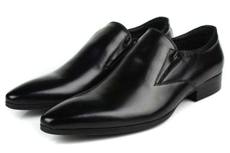 New Fashion Black Mens Office Shoes Pointed Toe Genuine Leather Dress ...