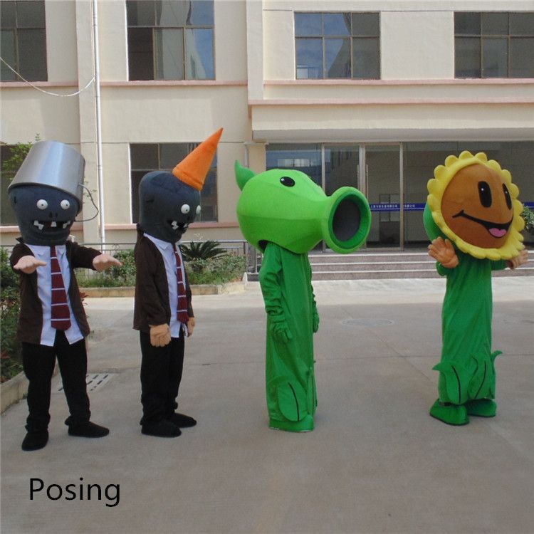 Plants Vs Zombies Mascot Costumes Game Zombies &Sun Flower & Pea Mascot ...