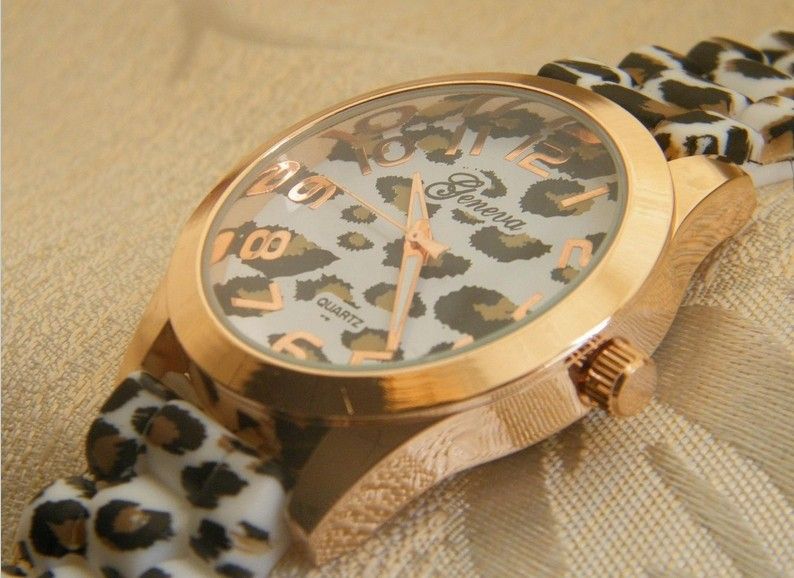 Leopard Head Genva Silicone Rubber Band Olivia Burton Watches For Men ...