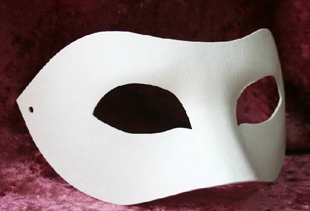 White Half Face Mask Halloween Blank Paper Zorro Mask DIY Hip Hop Mask ...