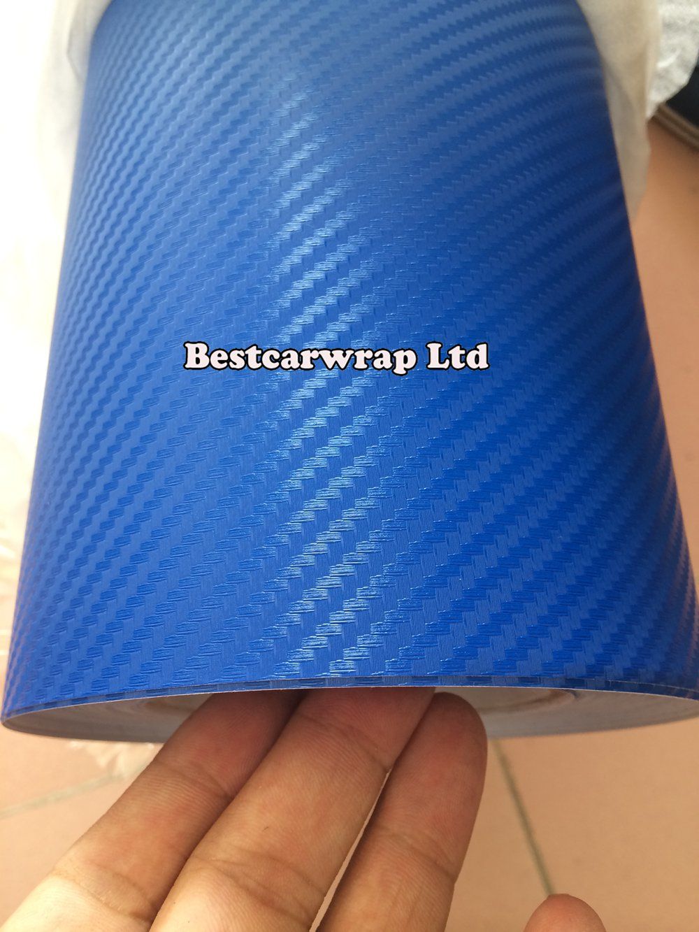 Blue 3D Carbon Fiber Vinyl Car Wrapping Film Air Bubble Free Car ...
