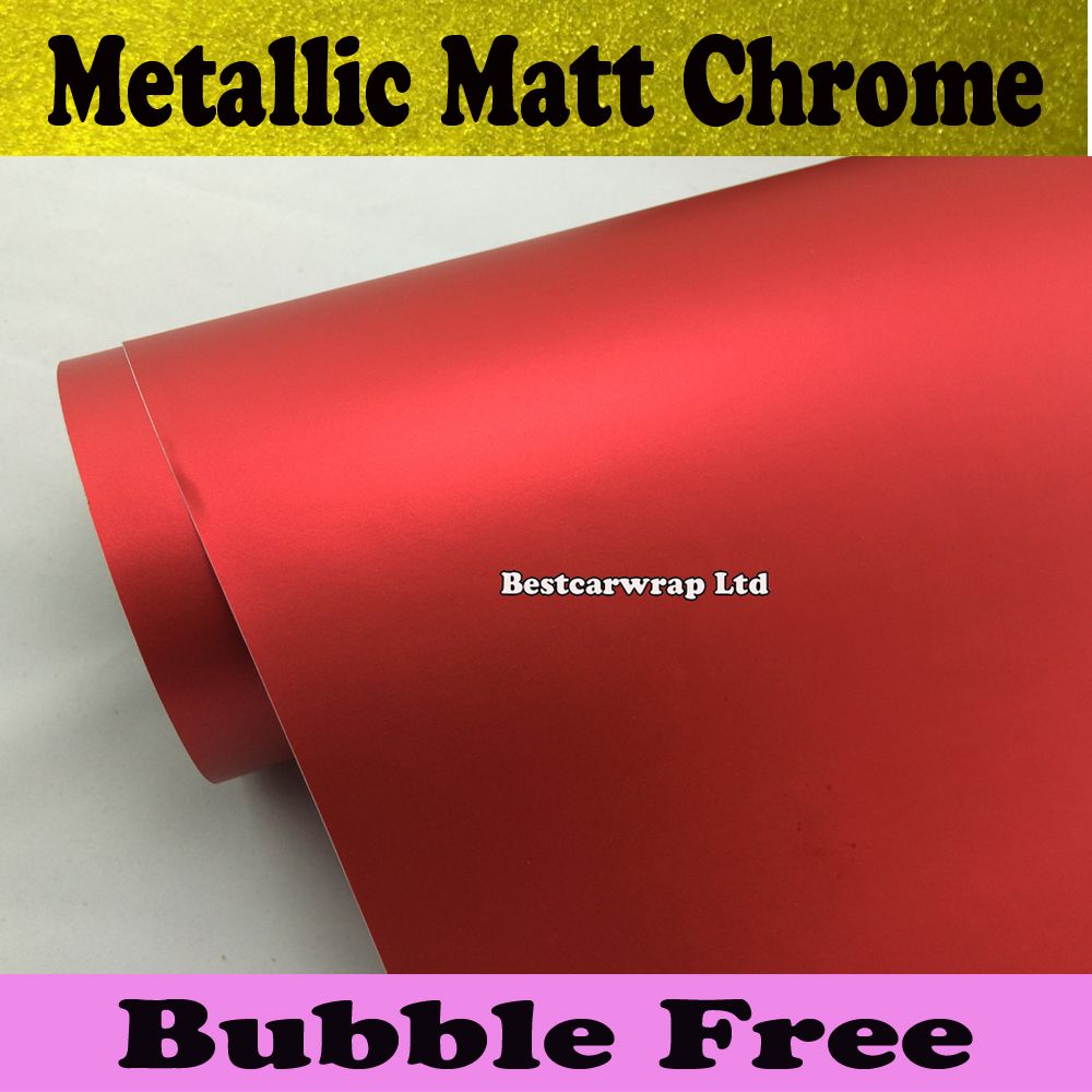 Satin Matt Chrome Red Vinyl For Car Wrap With Air Release Metallic Red ...