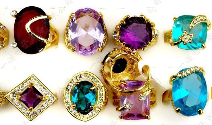 Personalized Gold Plated Wedding Rings With Big Crystal Zircon ...