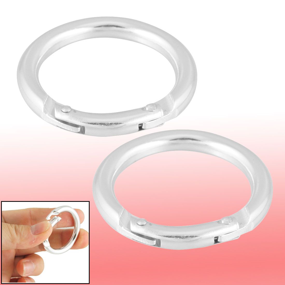 2020 Silver Tone Metal Spring Loaded Gate Locking Hook Chain Key Ring ...