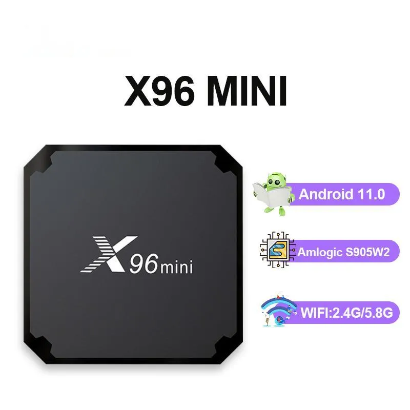 X96 Mini Android 11 Box TV 2 Go 16 Go Amlogic S905W2 Quad Core 100m LAN 2.4G 5.8G WiFi 4K VP9 ...