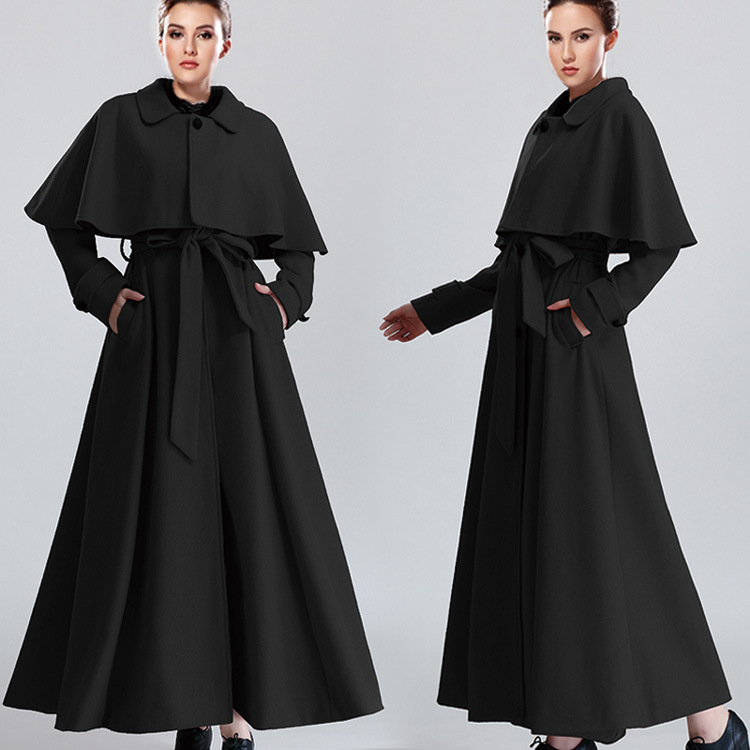 2017 New Style Winter X Long Cloak Coats For Women Slim Belted Single ...
