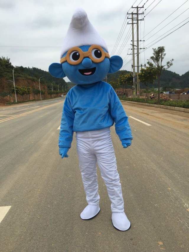 2016 Hot Selling Lovely Blue Smurfs Papa Smurf Mascot Costume Halloween ...