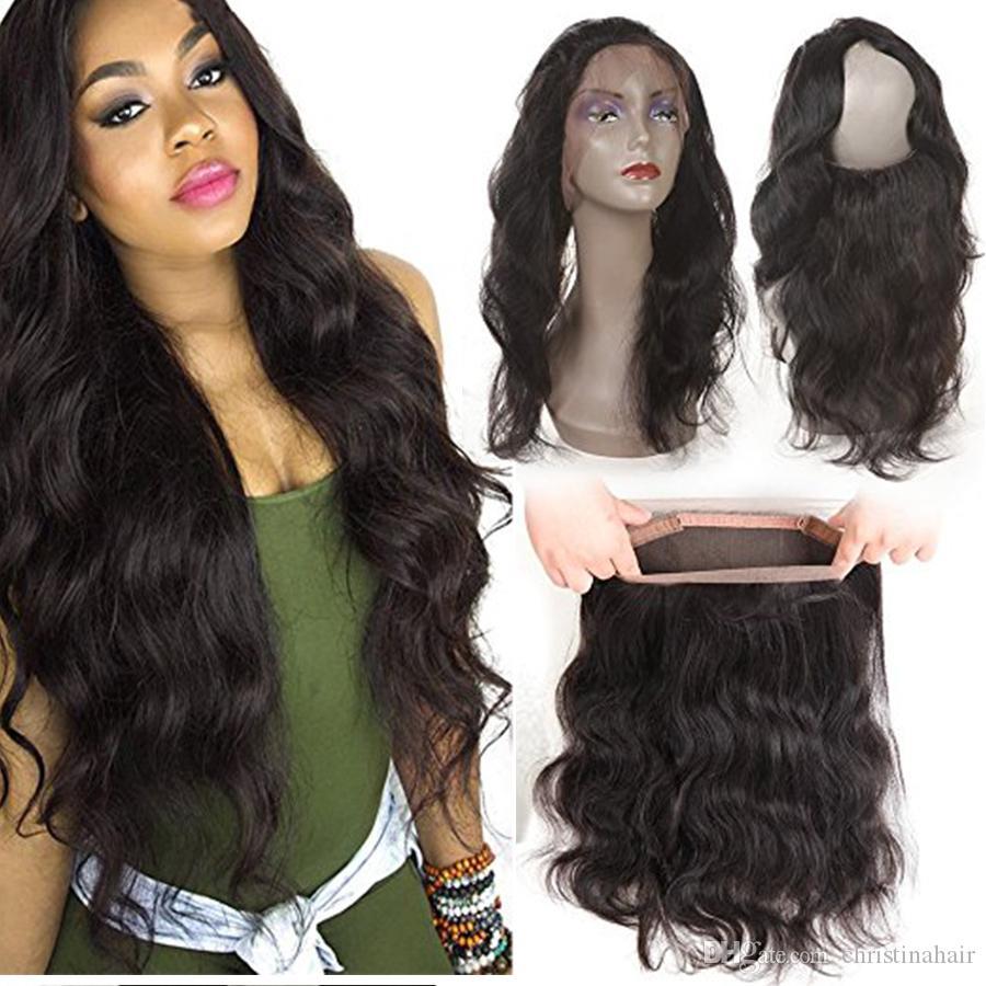 Natural Hairline 360 Full Lace Frontal Band Closure Brazilian Virgin ...