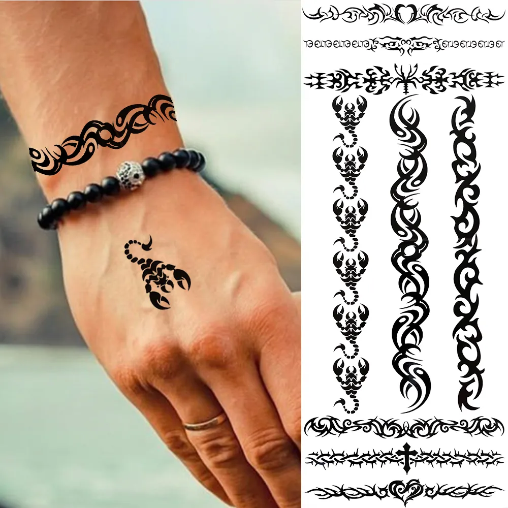 Noir Épines Totem Tatouage Temporaire Pour Hommes Femmes Indien Tribal ...