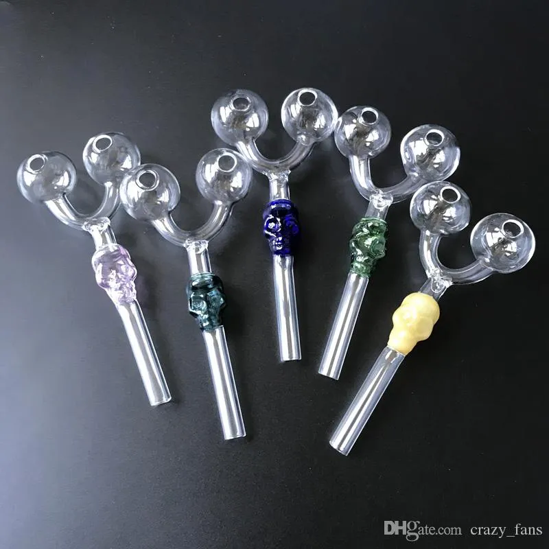 Pipe En Verre À Double Brûleur Crâne Pipe À Fumer Cigarettes À Tabac ...
