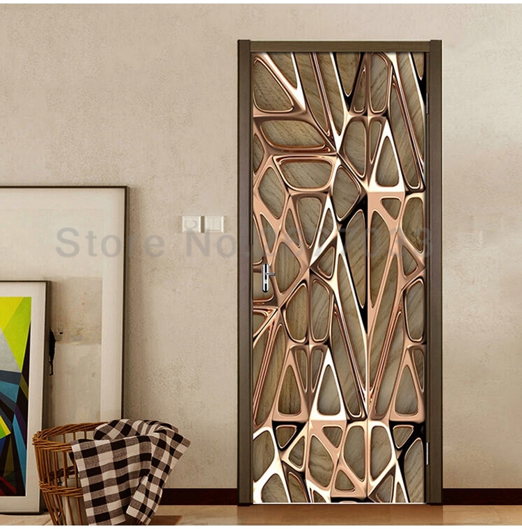 Rose Gold Geometric Pattern 3D Wall Door Sticker Self Adhesive ...