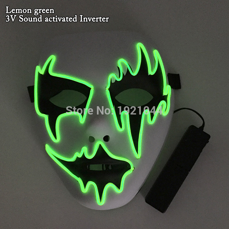 Eco Friendly El Wire Light Up Neon Glwoing Mask Rave Custom Night ...