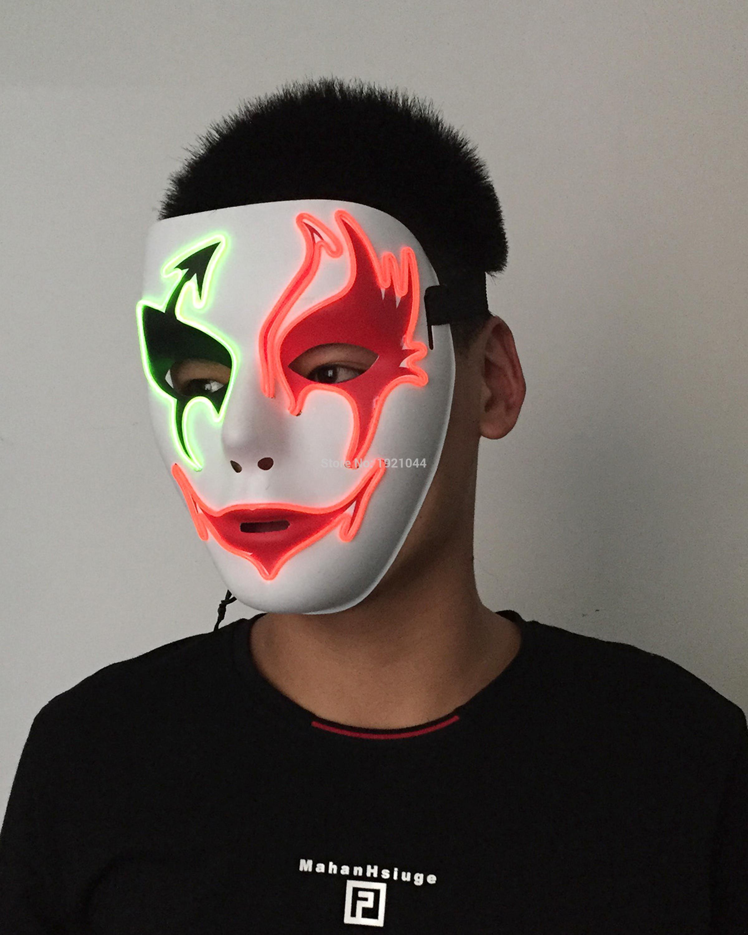 Eco Friendly El Wire Light Up Neon Glwoing Mask Rave Custom Night ...