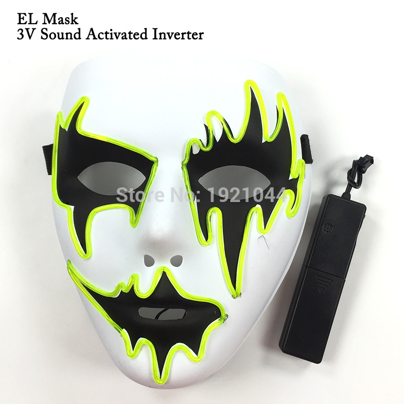 Eco Friendly El Wire Light Up Neon Glwoing Mask Rave Custom Night ...