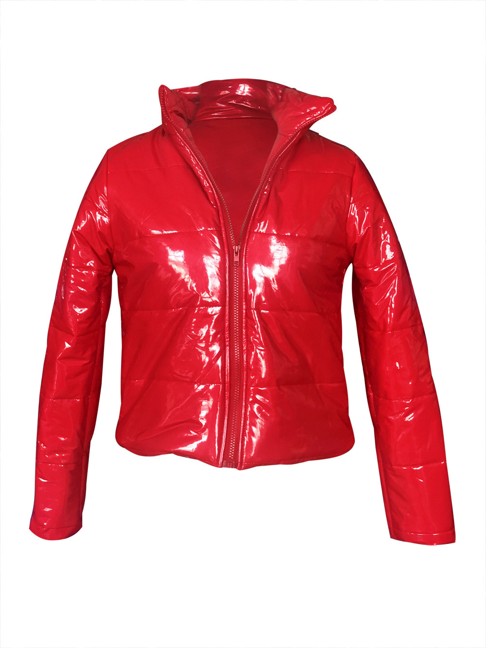 Wholesale Fashion Winter Patent Leather Bubble Coat Women Plus Size Red ...