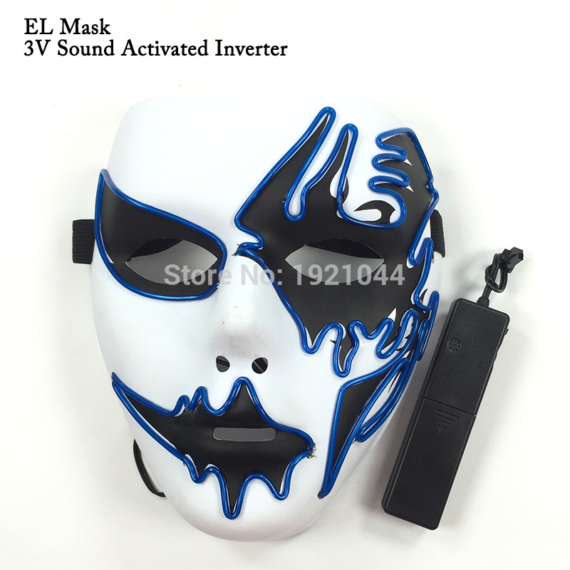 Eco Friendly El Wire Light Up Neon Glwoing Mask Rave Custom Night ...