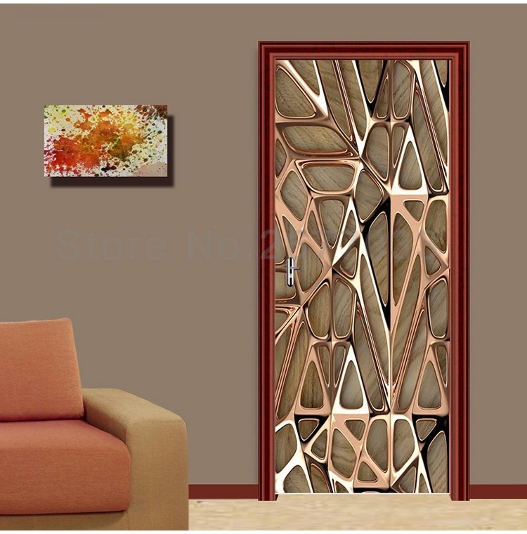 Rose Gold Geometric Pattern 3D Wall Door Sticker Self Adhesive ...