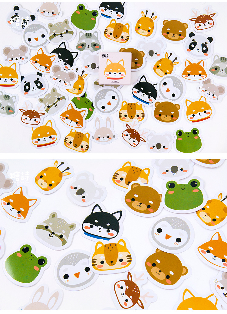 /Pack Lovely Animals Decorative Sticker Set Diary Album Label Stickers ...