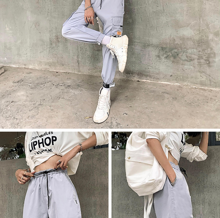 2021 Streetwear Black Pants Women Korean Style Elastic Waist Sweatpants
