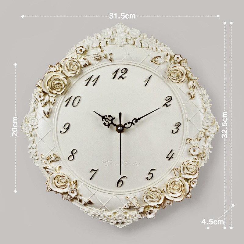 European Angel Wall Clock Resin Rose Flower And Watches Classic For ...