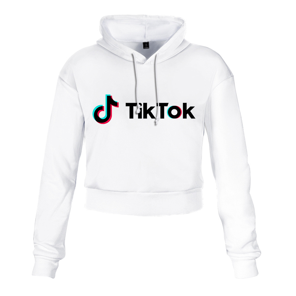 2021 Tik Tok 3d Print Crop Top Hoodie Women Girls Harajuku Cropped Sweatshirts Long Sleeve