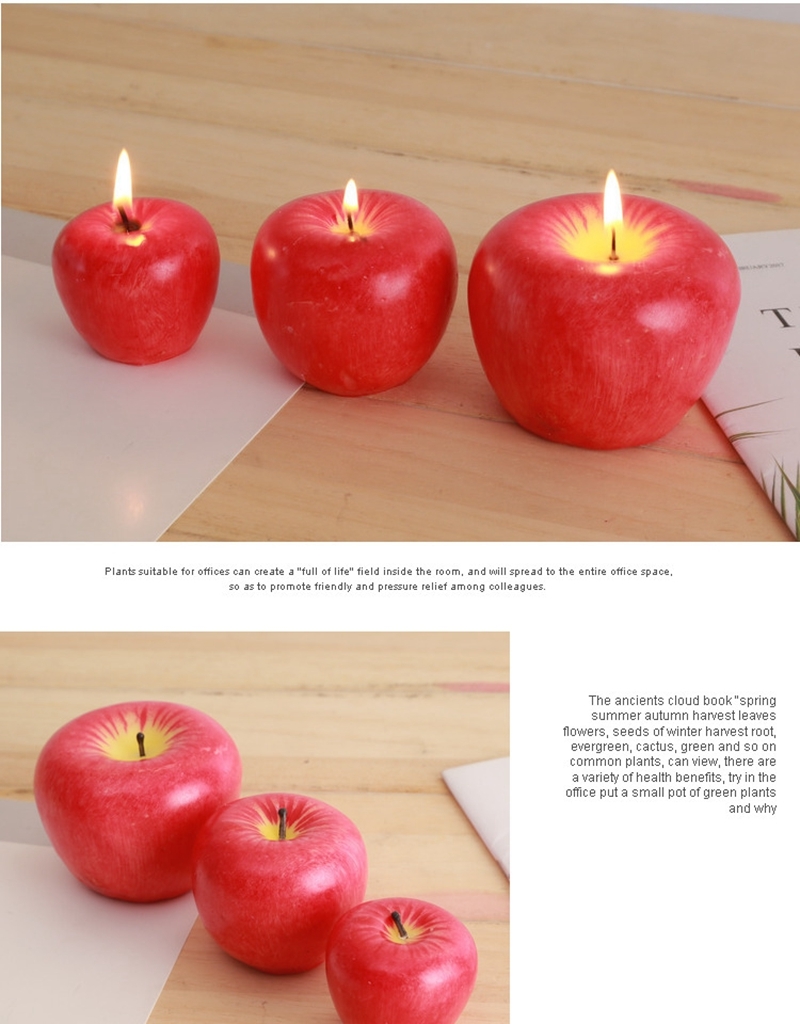 S/M/L Red Apple Candle With Box Fruit Shape Scented Candles Lamp ...