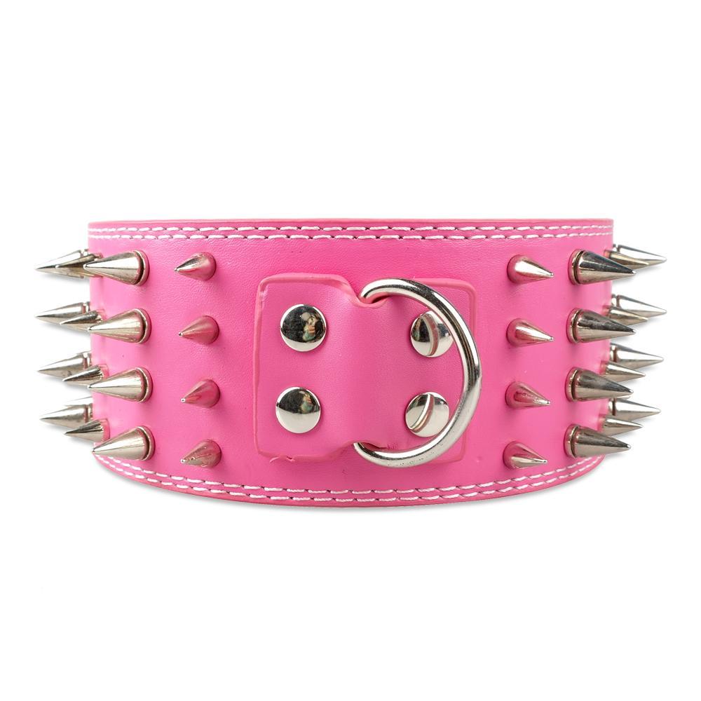 Best Quality 3 Inch Wide Spikes Studded Leather Pet Dog Collar For ...