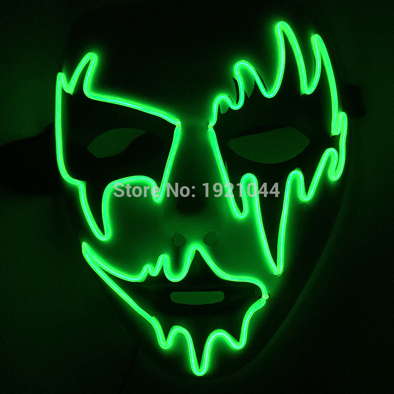 Eco Friendly El Wire Light Up Neon Glwoing Mask Rave Custom Night ...