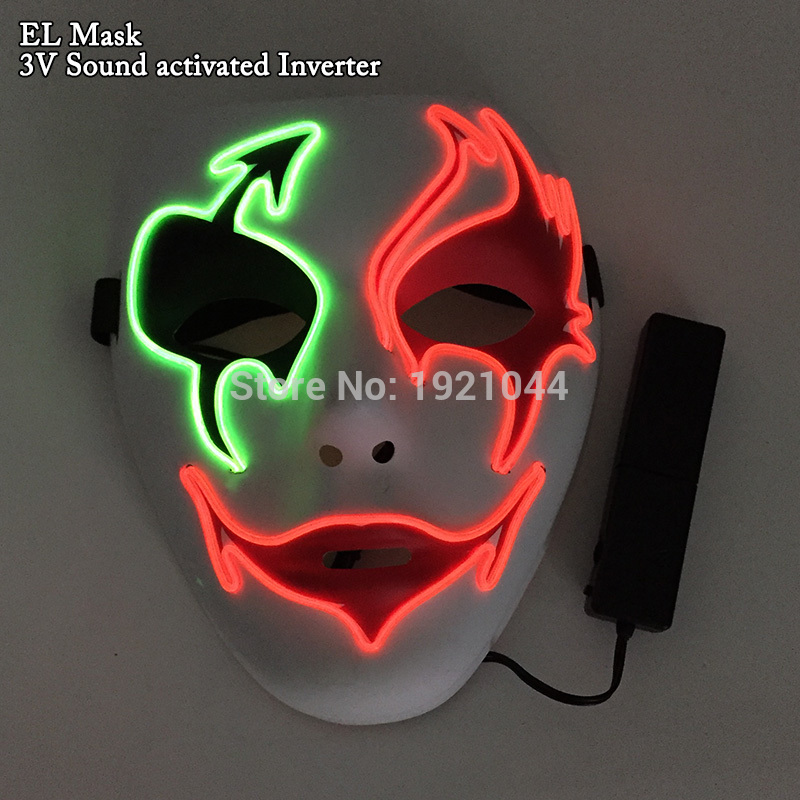 Eco Friendly El Wire Light Up Neon Glwoing Mask Rave Custom Night ...