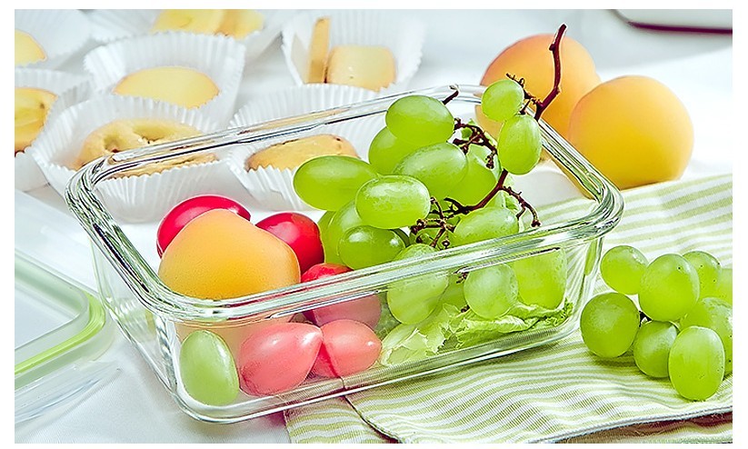 Microwavable Glass Lunch Box With Divider,Lid,Bag; Meal Prep Glass Food ...