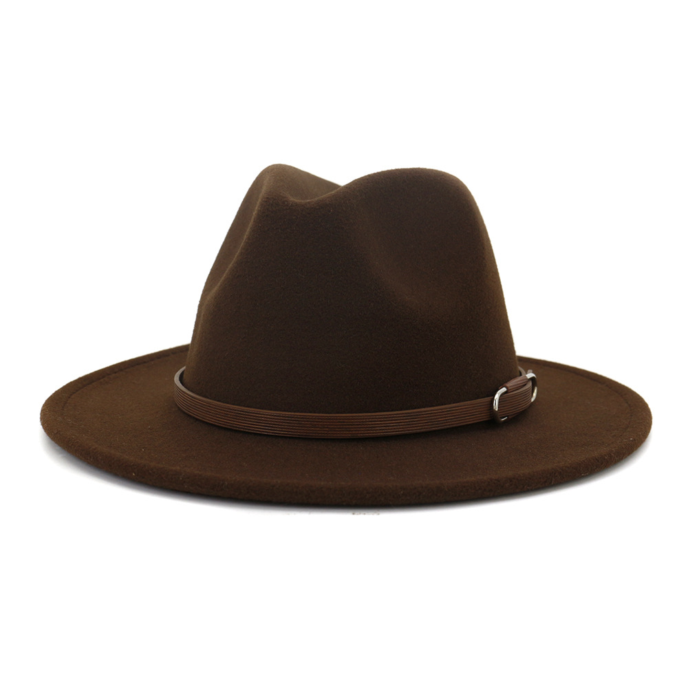 European US Women Men Artificial Wool Felt Fedora Hats With Coffee ...