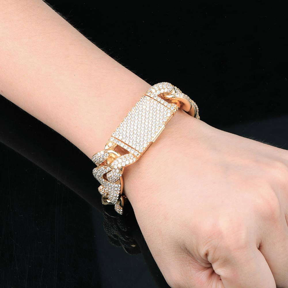 2021 20mm Lock Clasp Link 7 9 Inch Bracelet Iced Out Zircon Bling Hip ...