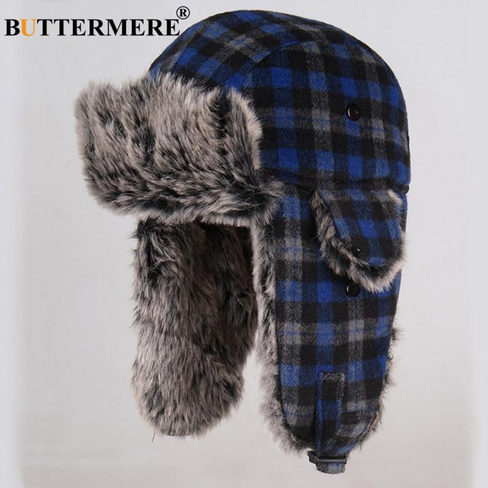 Best Quality BUTTERMERE Winter Hats For Mens Bomber Hat Fur Red Warm ...