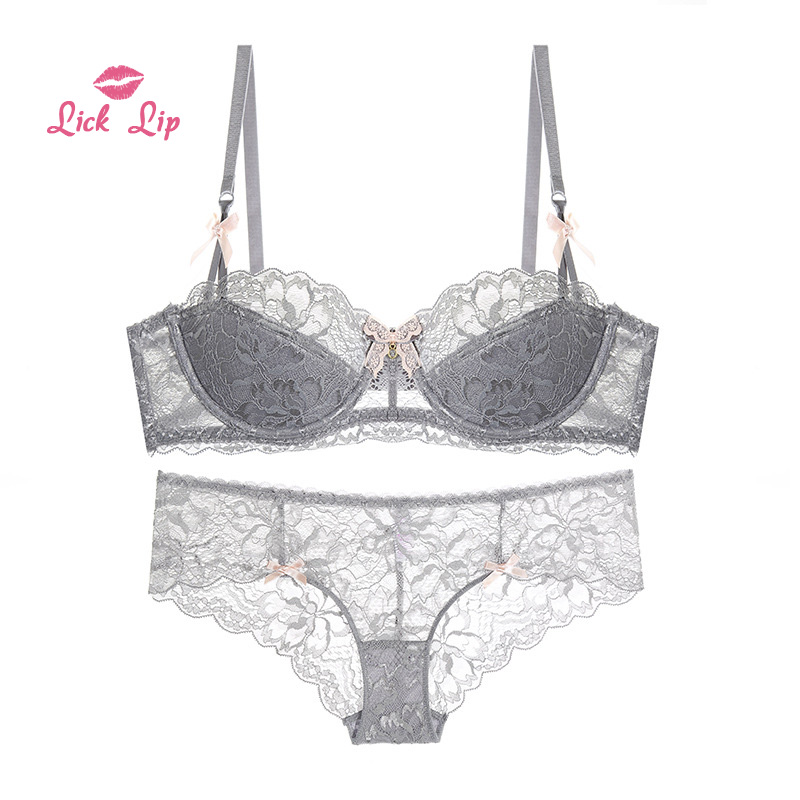 2021 Lick Lip Lingerie Lace Underwear Bra Set Ladies Bras And Briefs